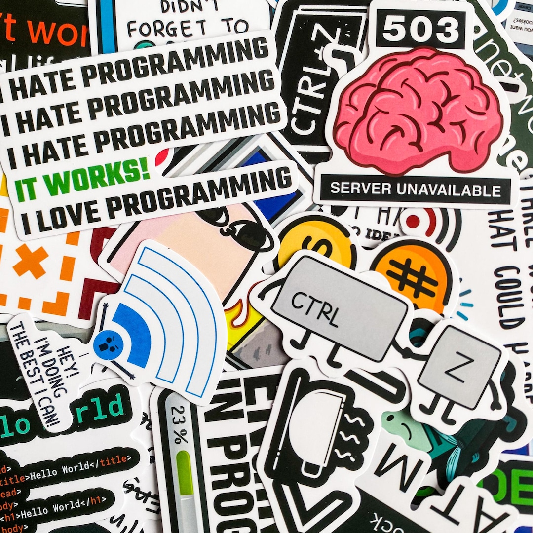 100 Random Programmer Stickers, Coding Humor Stickers, Funny Meme Waterproof Geek Stickers, Tech ...