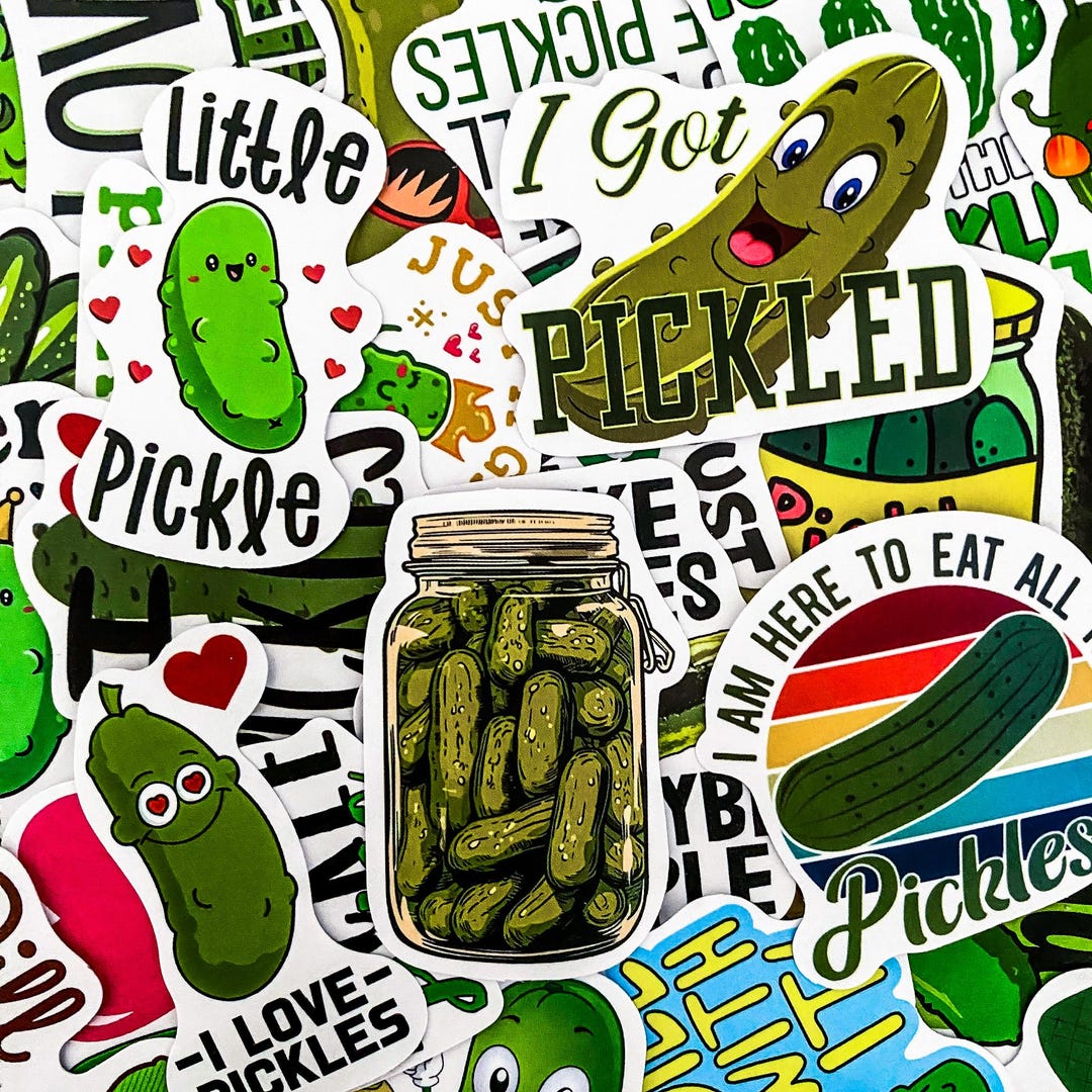 100 Random Funny Pickle Stickers, Positive Pickle Sticker Pack ...