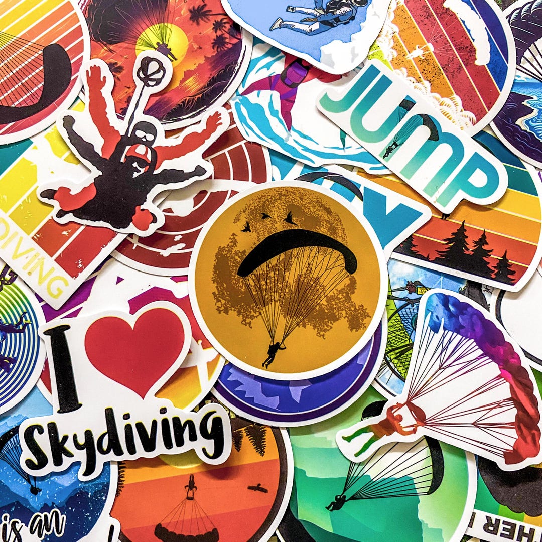 50PCS Skydiving Stickers Pack, Extreme Sport Stickers, Adventure ...