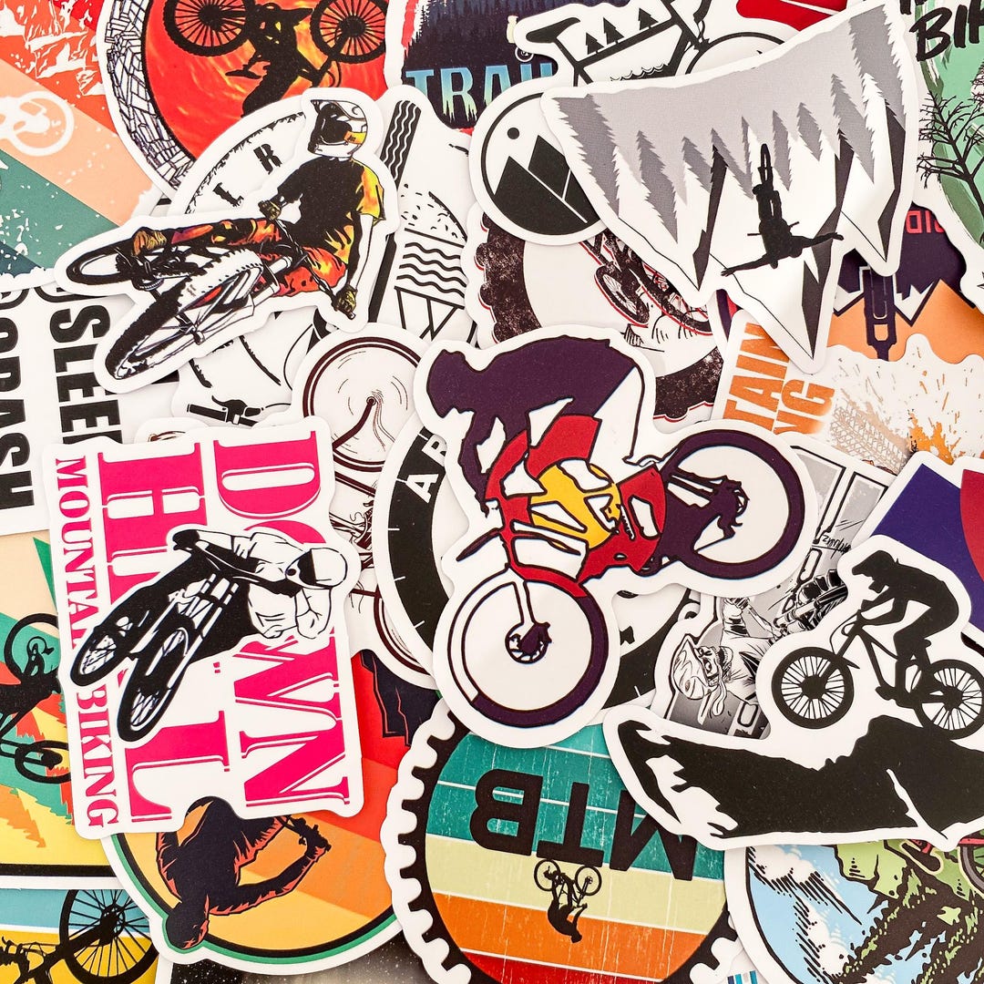 100 Random Mountain Biking Stickers, Waterproof Bicycle Stickers ...