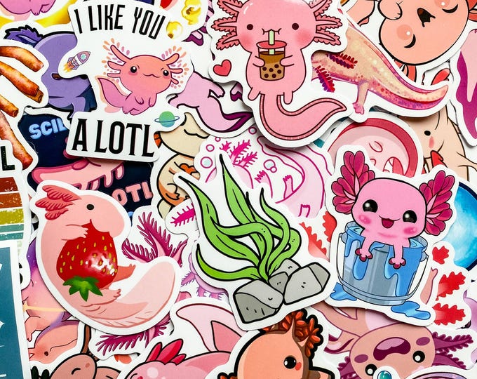 Axolotl Vinyl Sticker, Axolotl Sticker, Holographic Sticker, Sea Animal ...