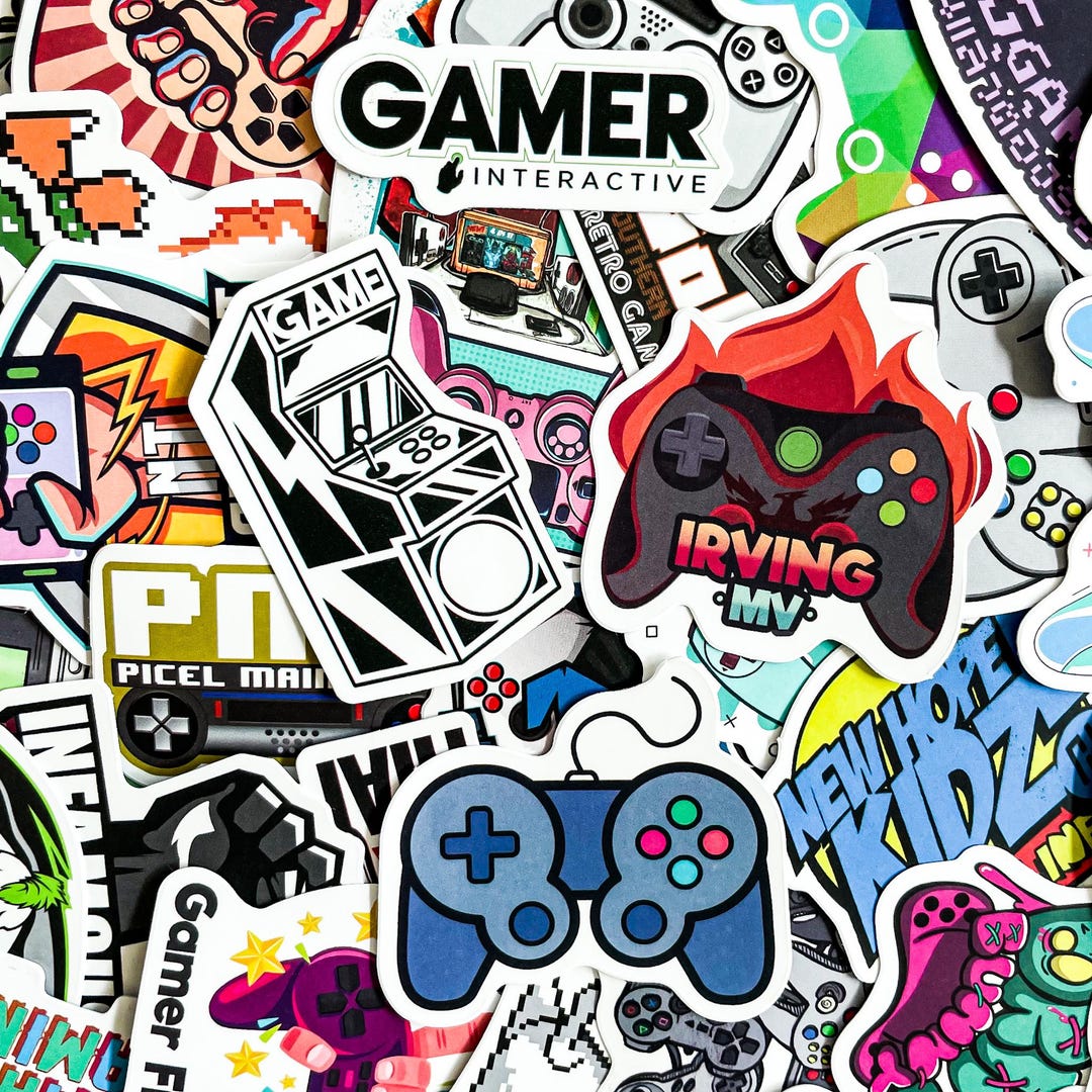 100 Random Gaming Stickers Pack, Retro Gaming Decals, Laptop Sticker ...