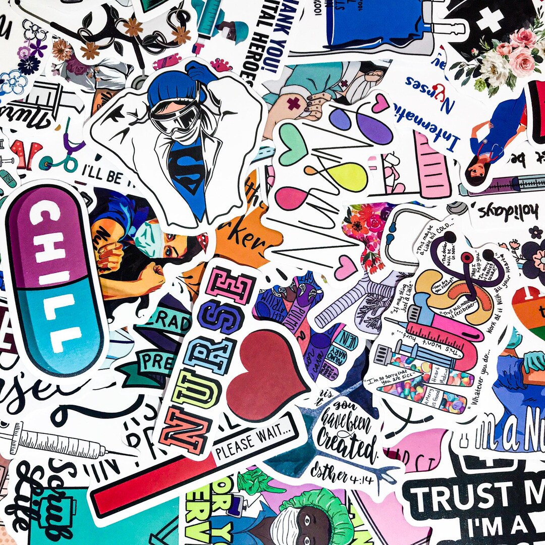 100 Nurse Stickers Pack, Medical Aesthetic, Funny Nursing Decals ...