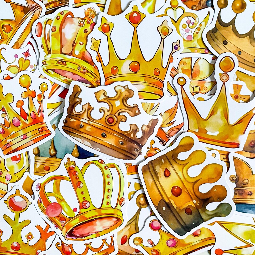 100PCS Golden Crown Stickers Pack, Royal Stickers, Fantasy Aesthetic ...