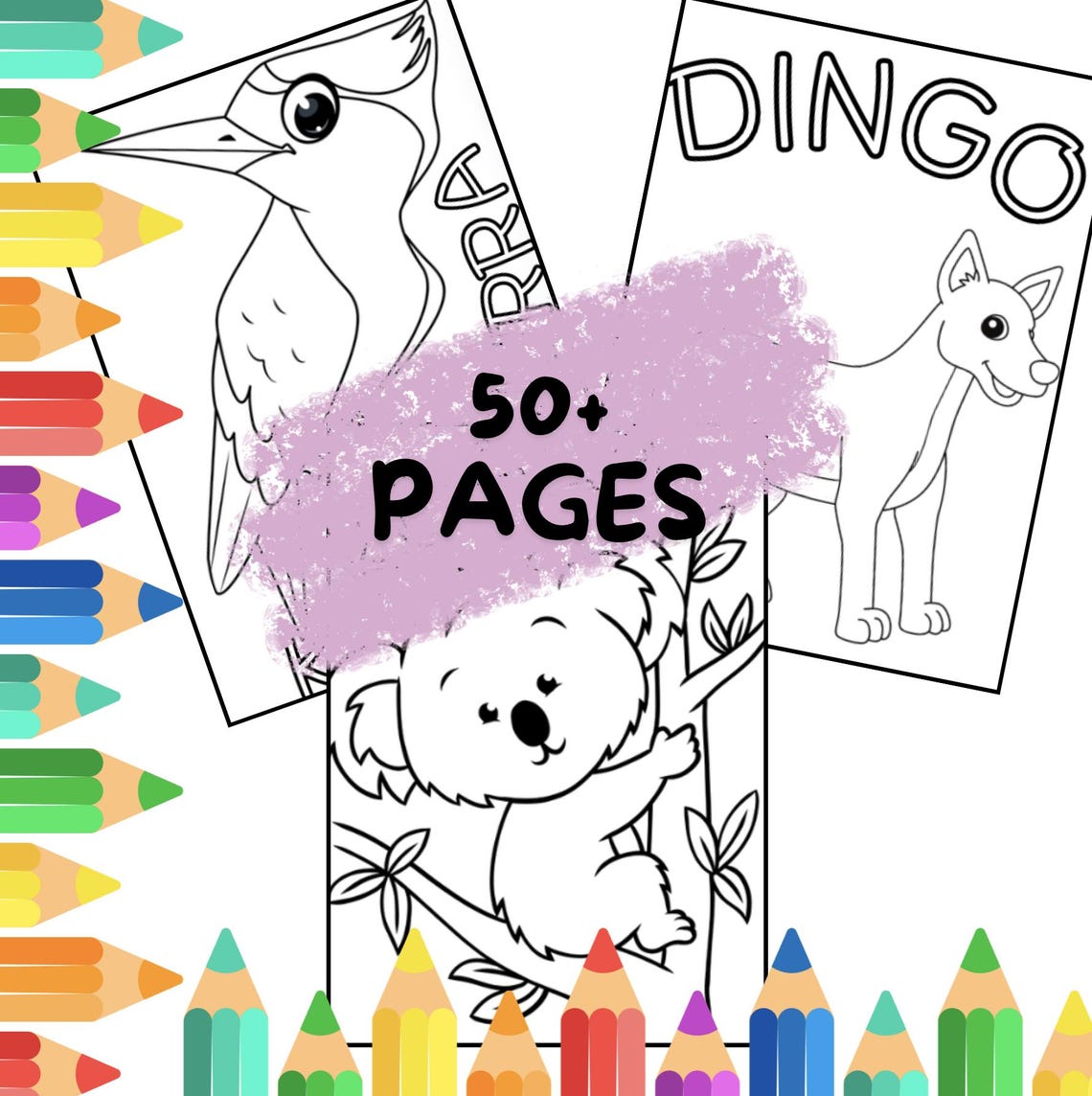 50 Pages of Australian Animals Colouring Pages. Printable. Aussie ...
