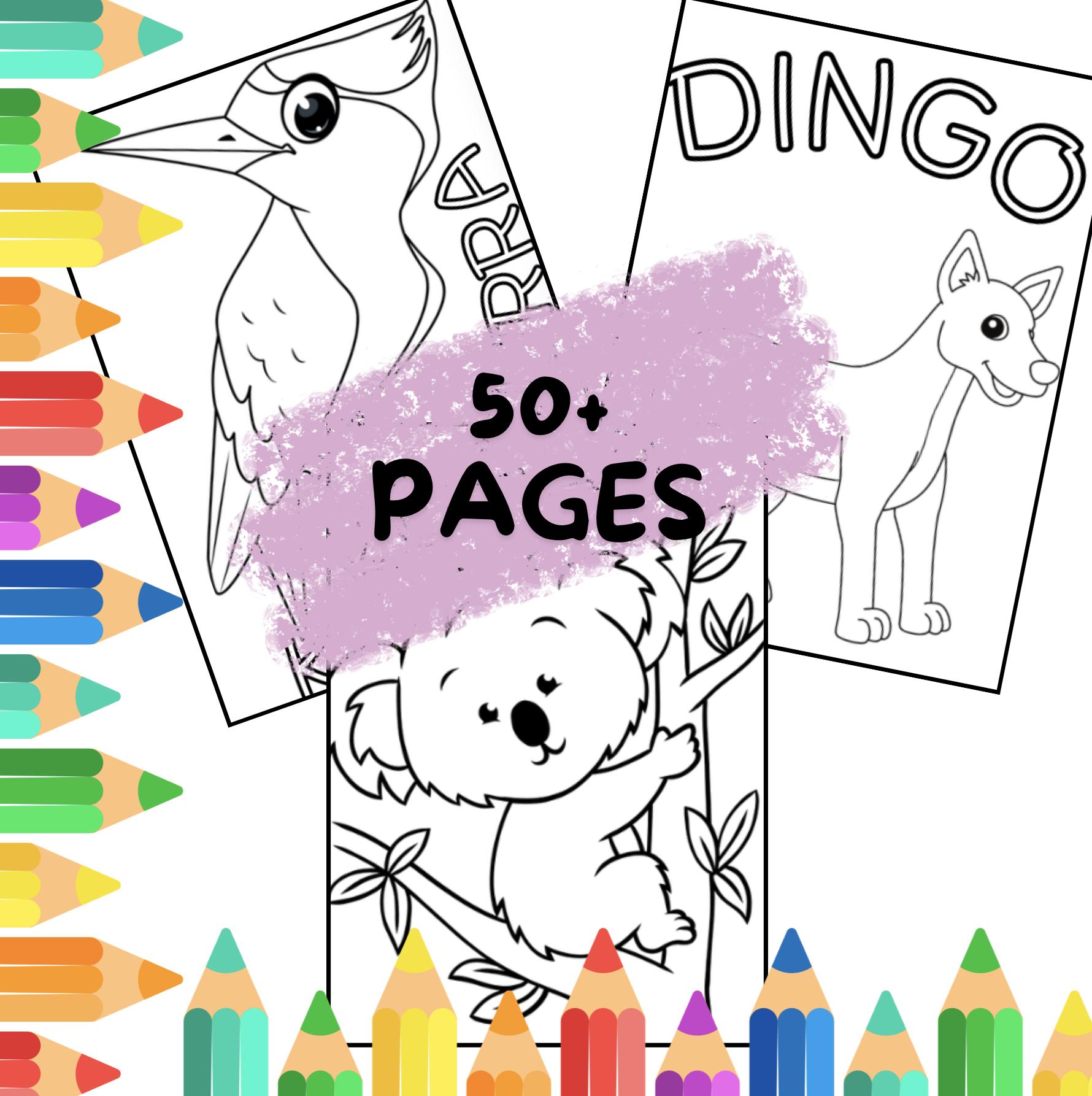 50 Pages of Australian Animals Colouring Pages. Printable. Aussie ...
