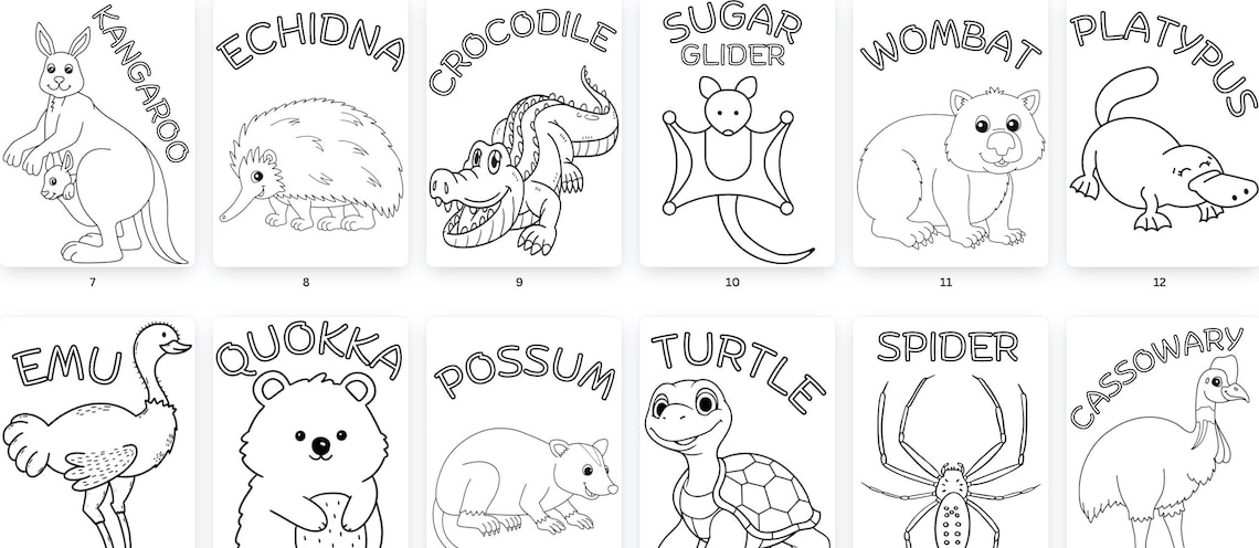 50 Pages of Australian Animals Colouring Pages. Printable. Aussie ...