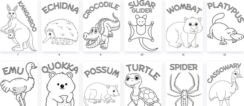 50 Pages of Australian Animals Colouring Pages. Printable. Aussie ...