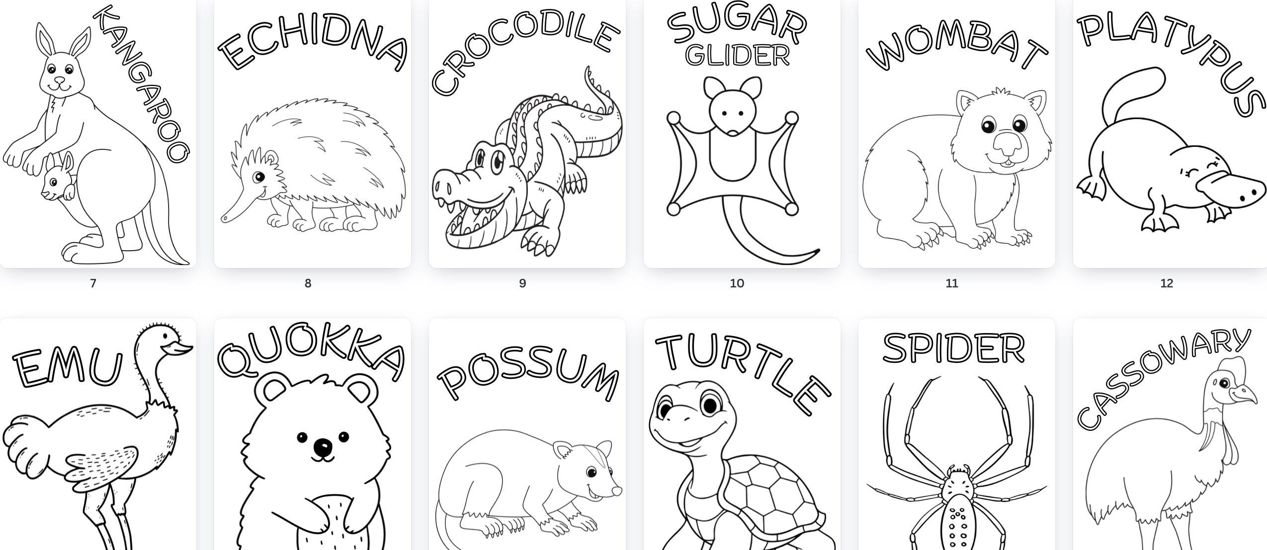 50 Pages of Australian Animals Colouring Pages. Printable. Aussie ...