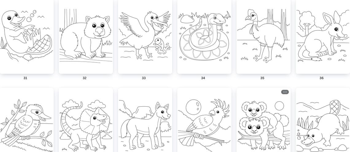 50 Pages of Australian Animals Colouring Pages. Printable. Aussie ...