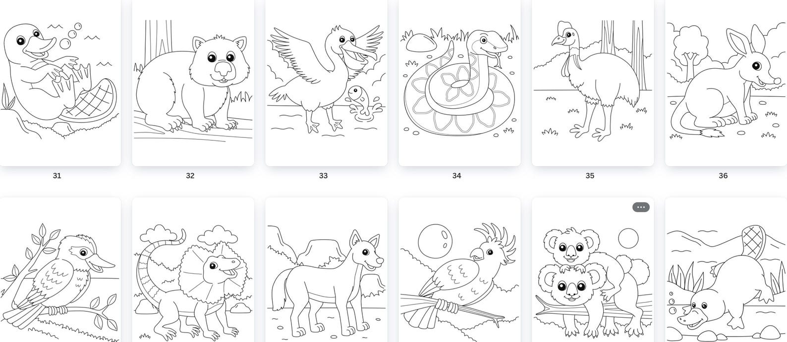 50 Pages of Australian Animals Colouring Pages. Printable. Aussie ...