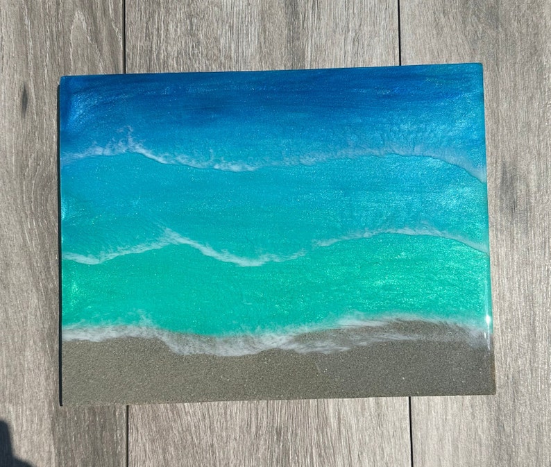 Beach Resin Art, Ocean Art, Beach Waves, Coastal Art, Home Decor, Key ...