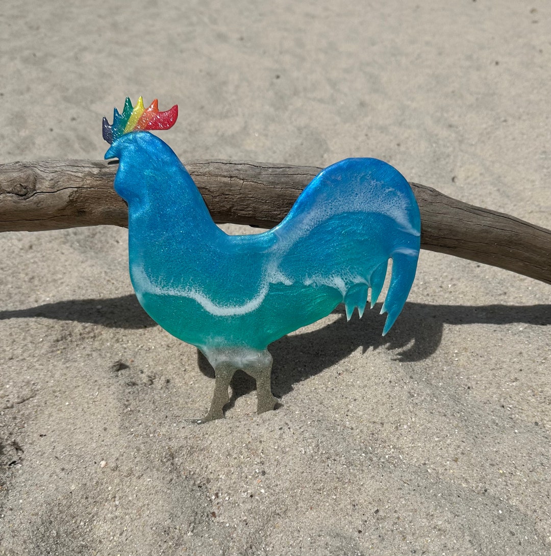 Rooster, Beach Resin Art, Ocean Art, Home Decor, Key West - Etsy