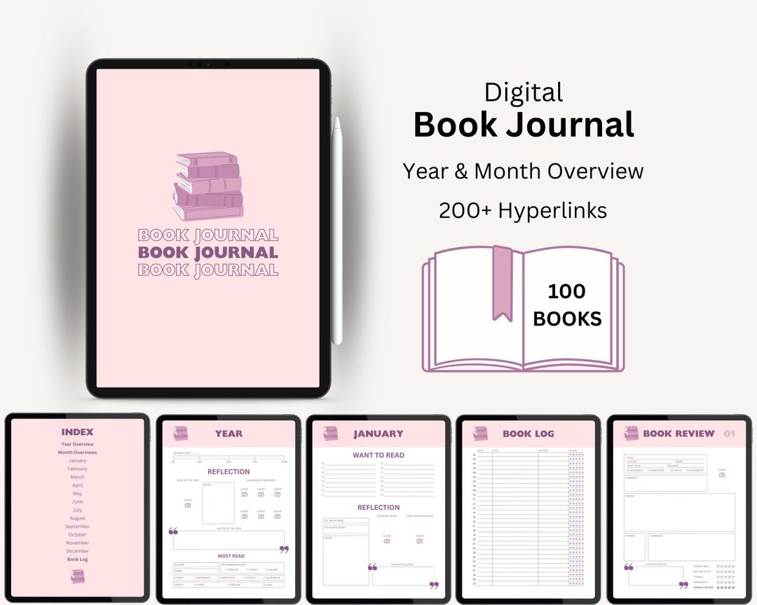 Digital Reading Tracker Template Hyperlinked Book Reader Planner With ...