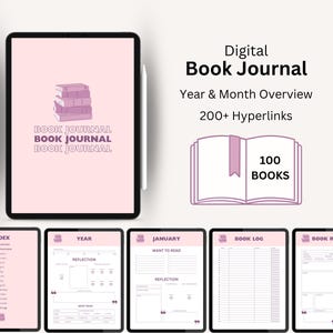 Digital Reading Tracker Template Hyperlinked Book Reader Planner With ...