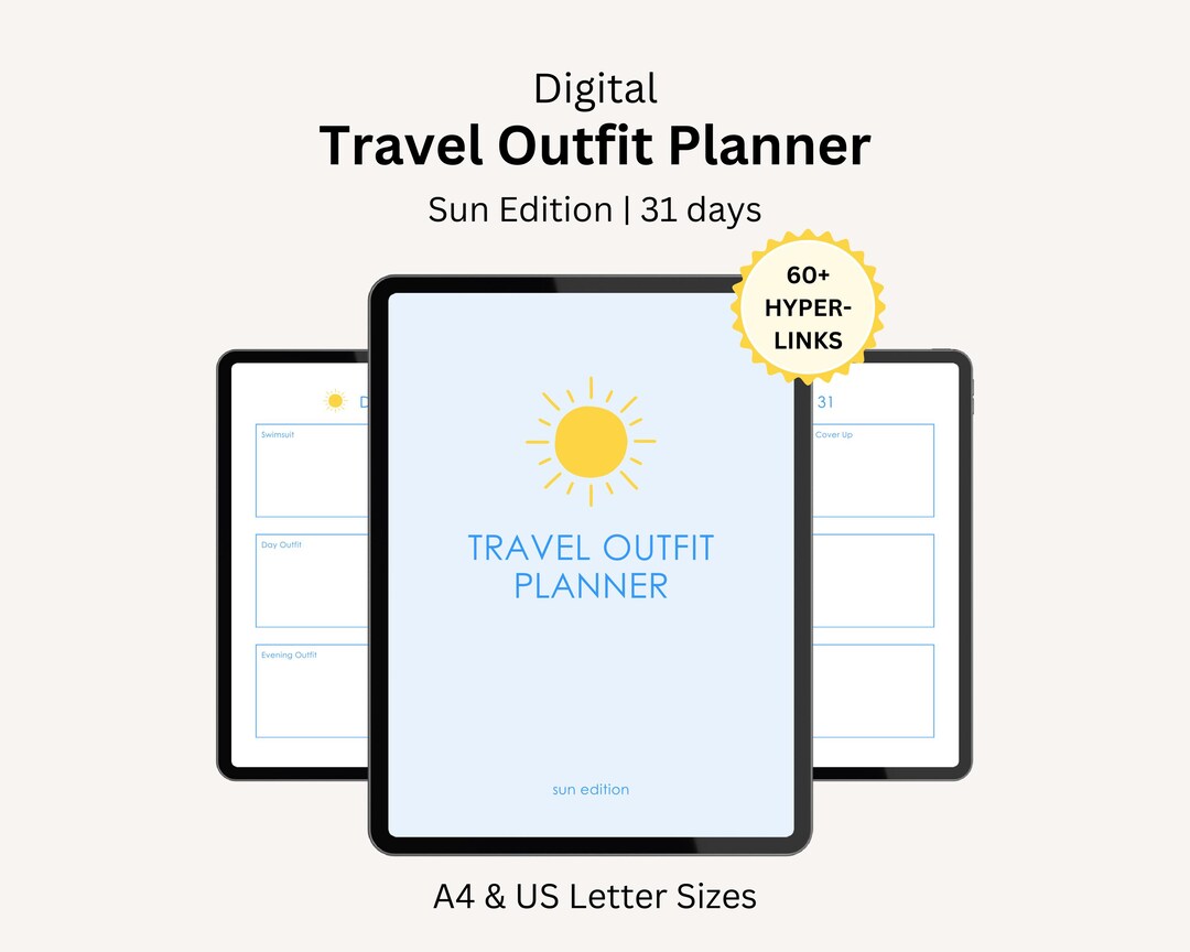 Travel Outfit Planner Beach Trip Digital Packing List Hyperlinked Daily ...