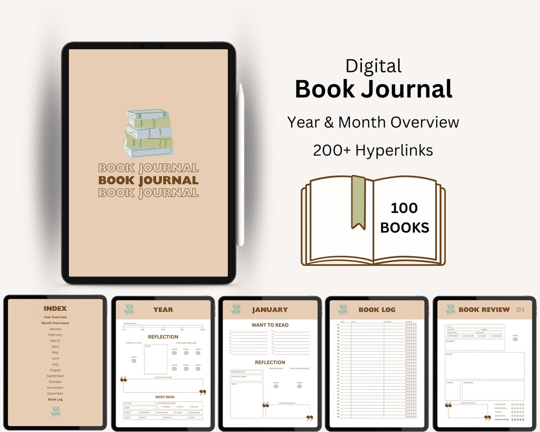 Digital Reading Book Journal Template Reading Log Download Book Journal ...