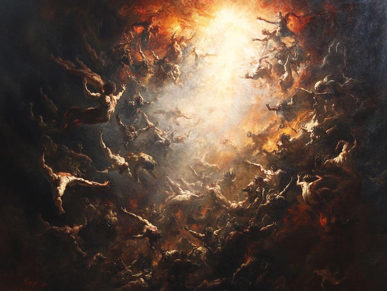 Apocalyptic Baroque Angel Battle Painting - Peter Paul Rubens Fall of ...