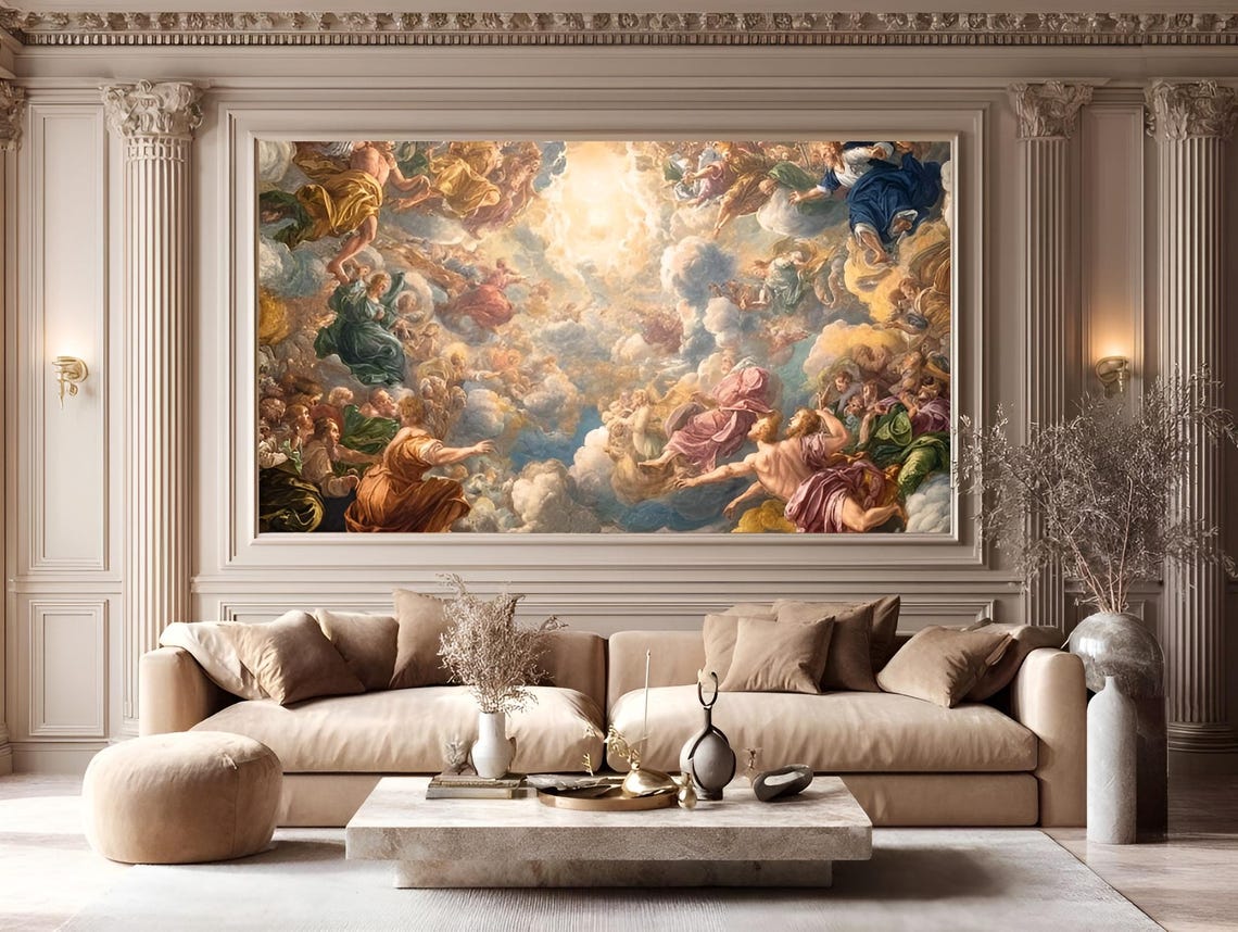 Renaissance Fresco Canvas Wall Art, Classical Michelangelo Inspired ...