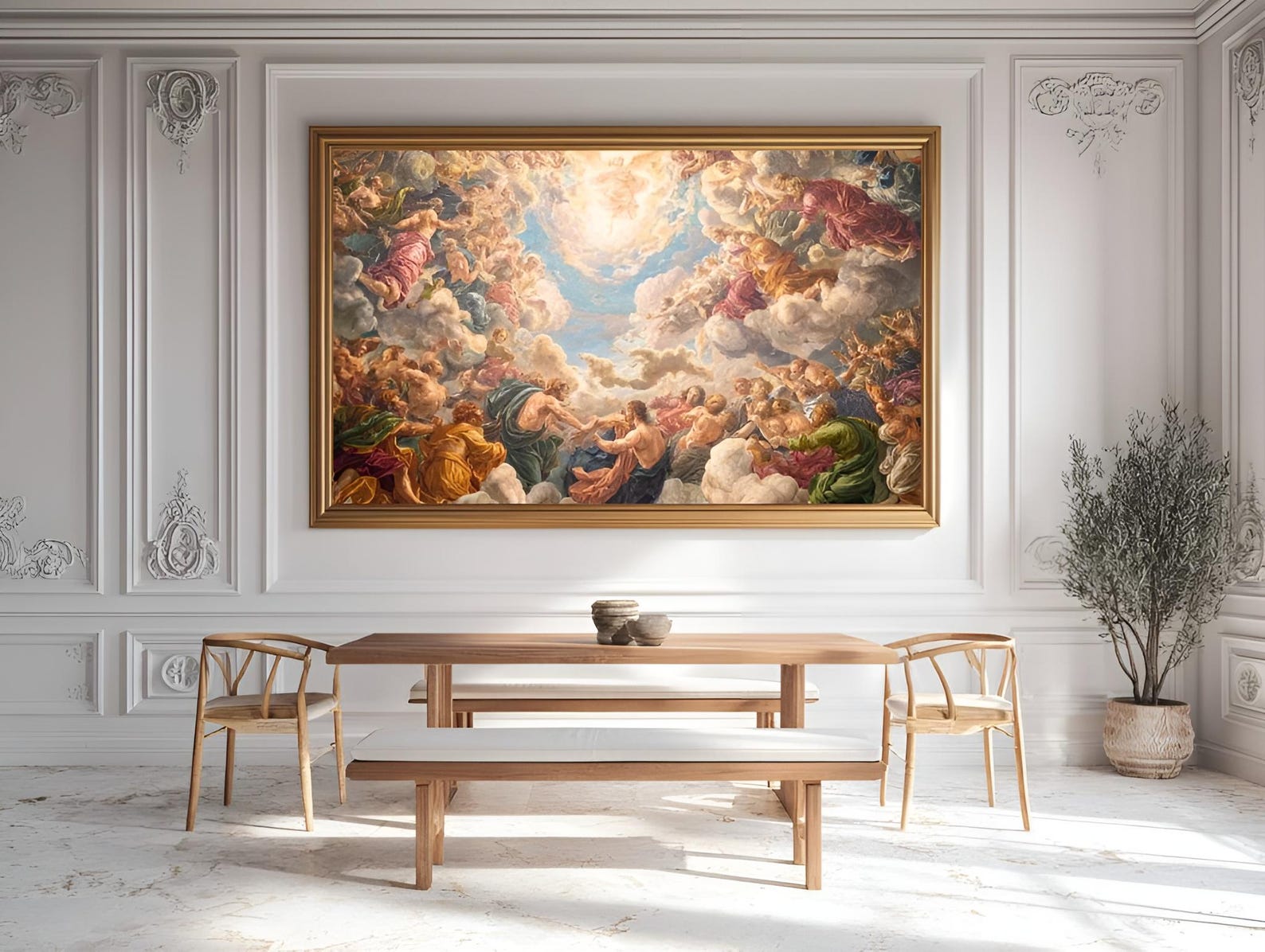 Renaissance Fresco Large Canvas Wall Art, Classical Michelangelo ...