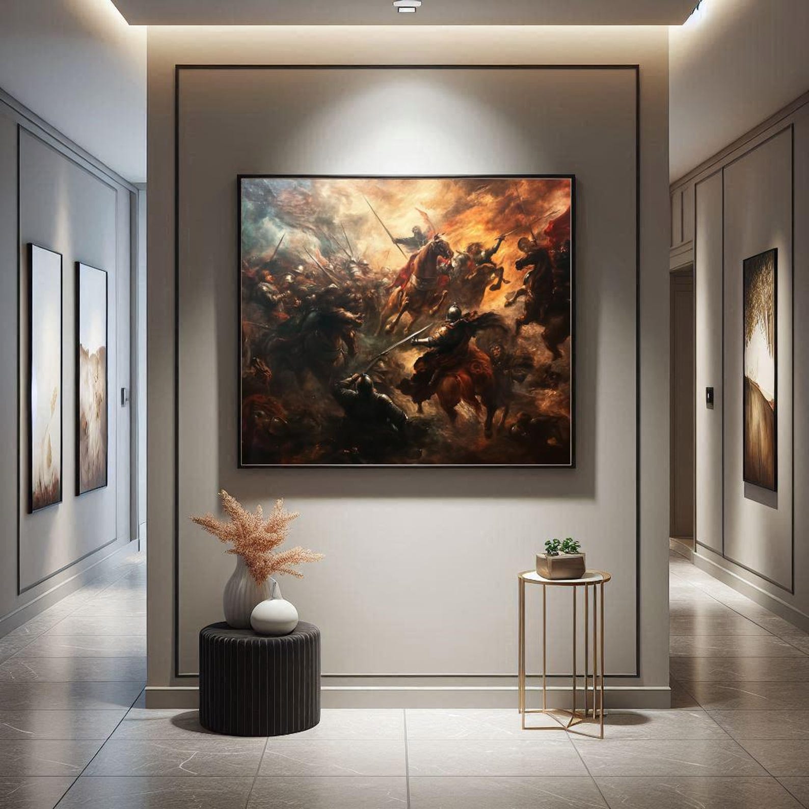 Epic Medieval Battlefield Wall Art, Baroque Rubens Style Knights Oil ...