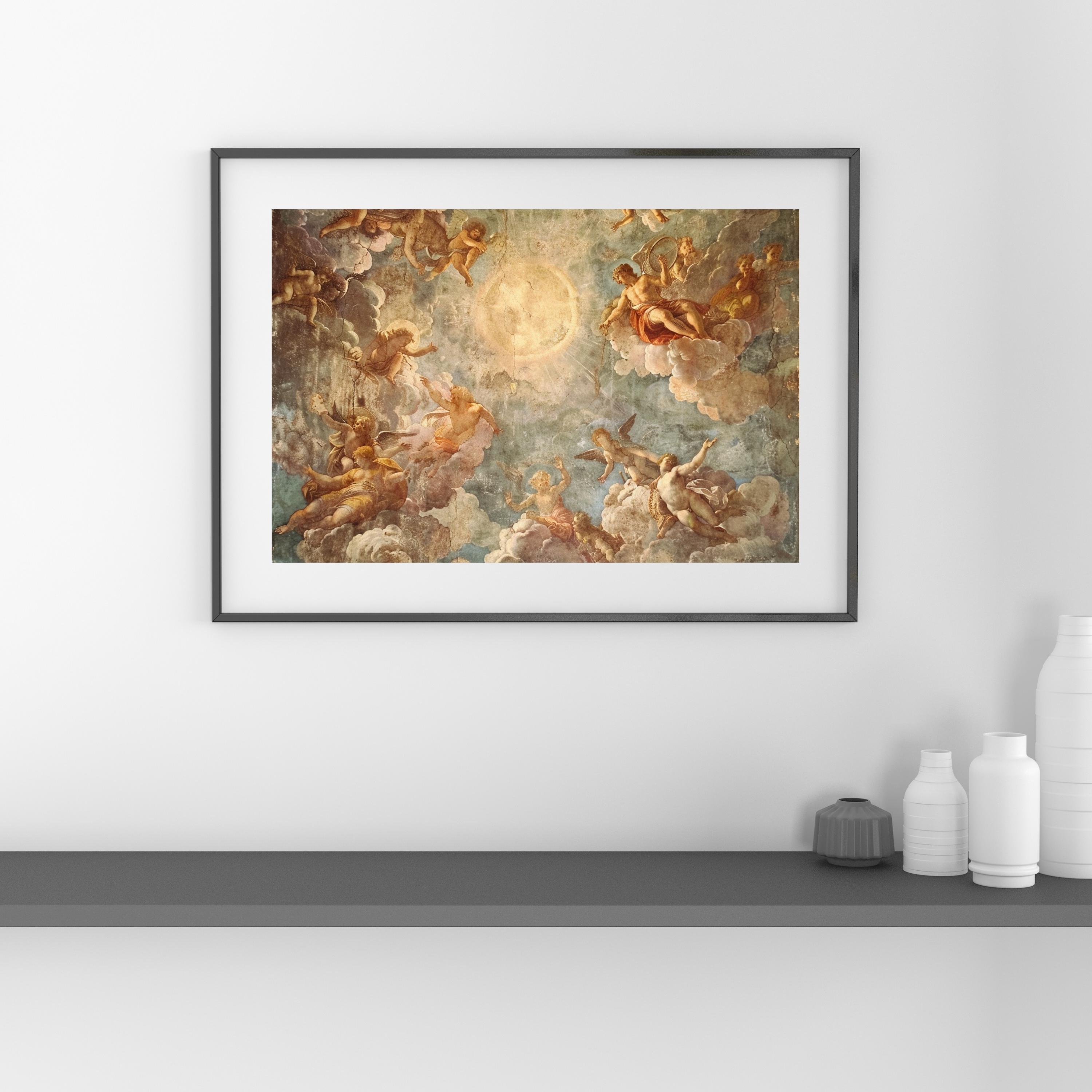 Renaissance Heaven Ascension Canvas Wall Art, Mythological Angels Gods ...