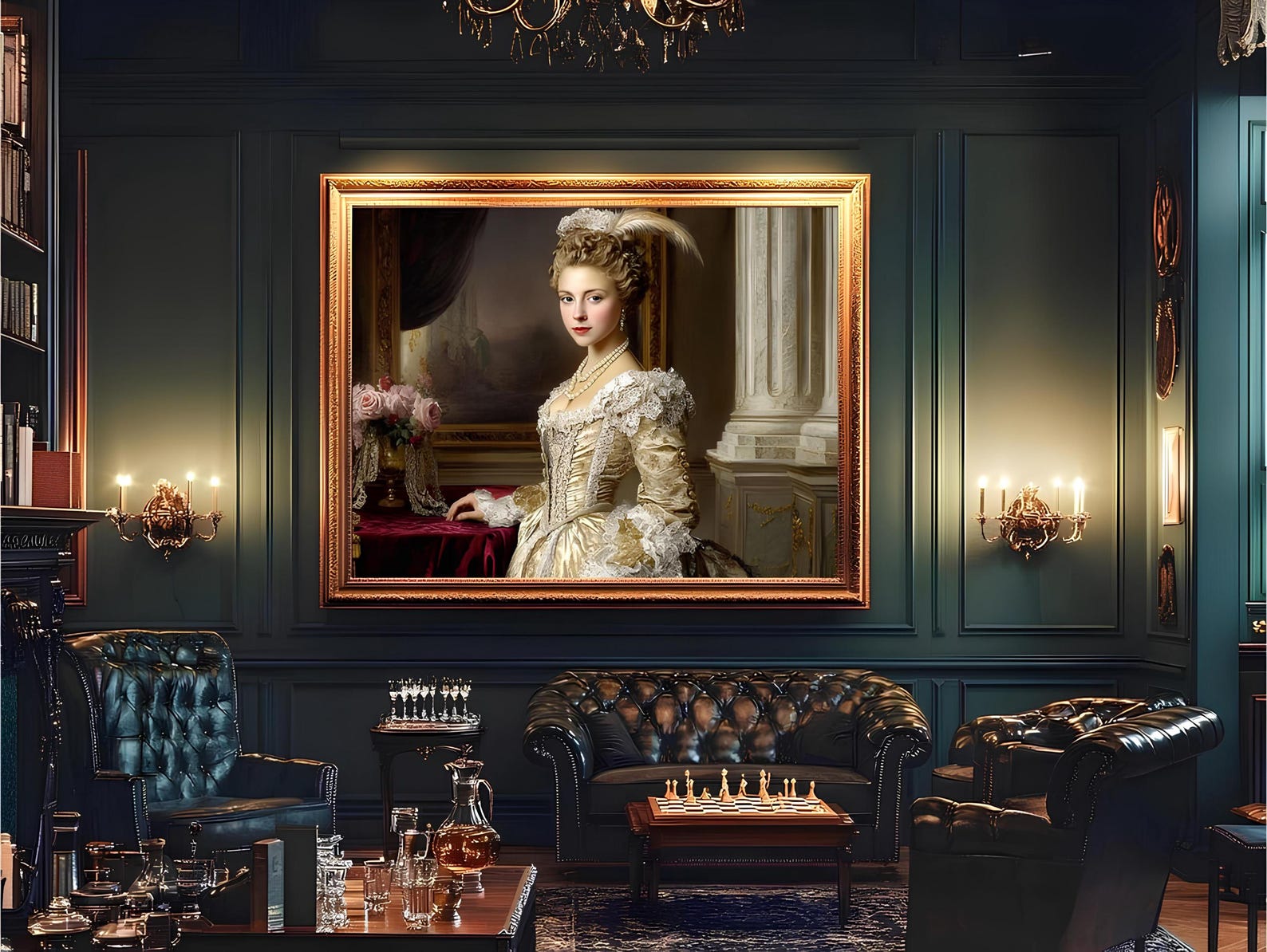 Baroque Royal Lady Portrait, Classic Vintage 18th Century European ...