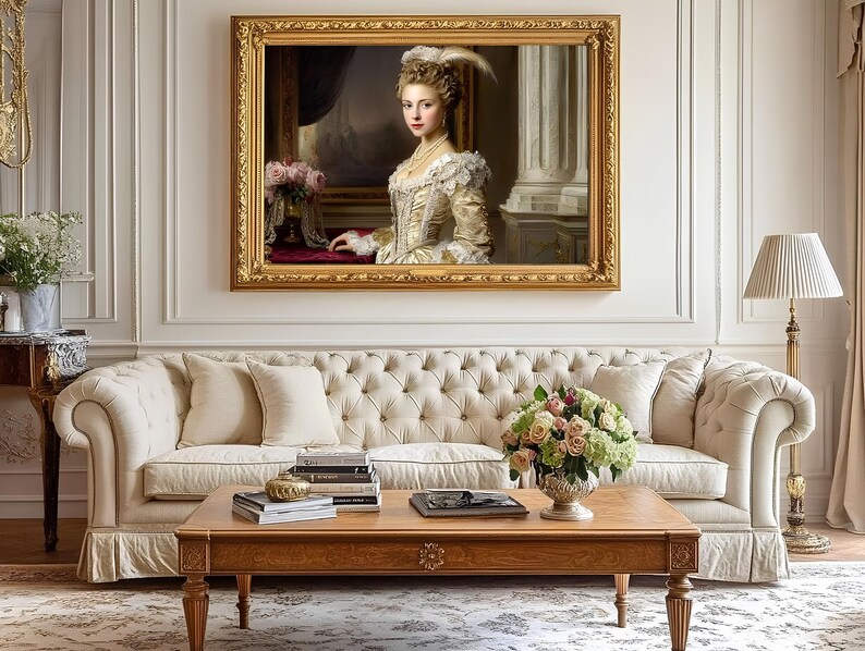 Baroque Royal Lady Portrait, Classic Vintage 18th Century European ...