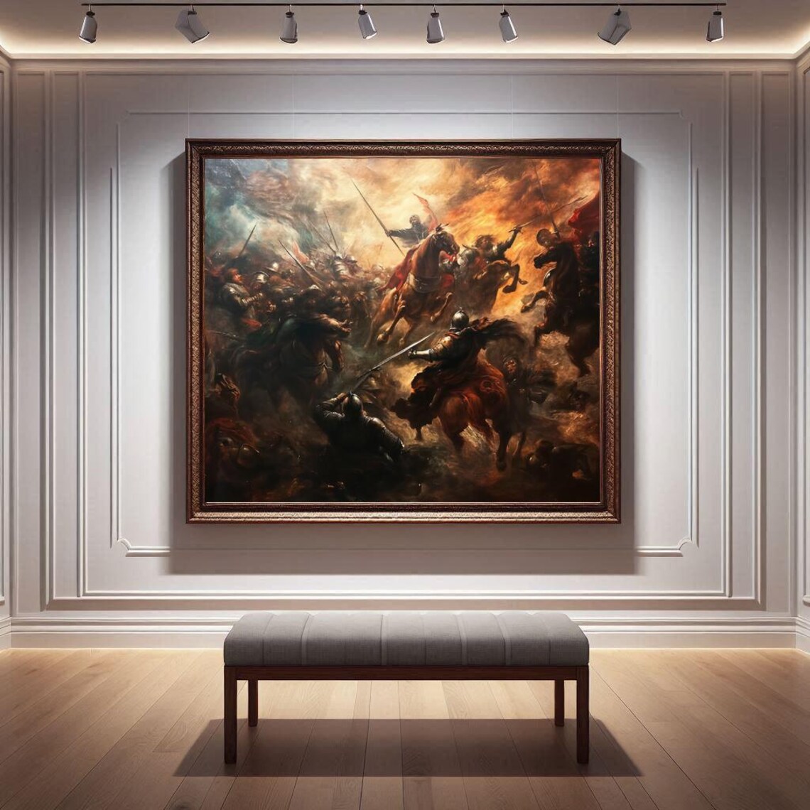 Epic Medieval Battlefield Wall Art, Baroque Rubens Style Knights Oil ...