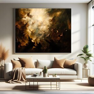 Baroque Style Battle Painting, Dramatic Chiaroscuro Artwork, Heaven and ...