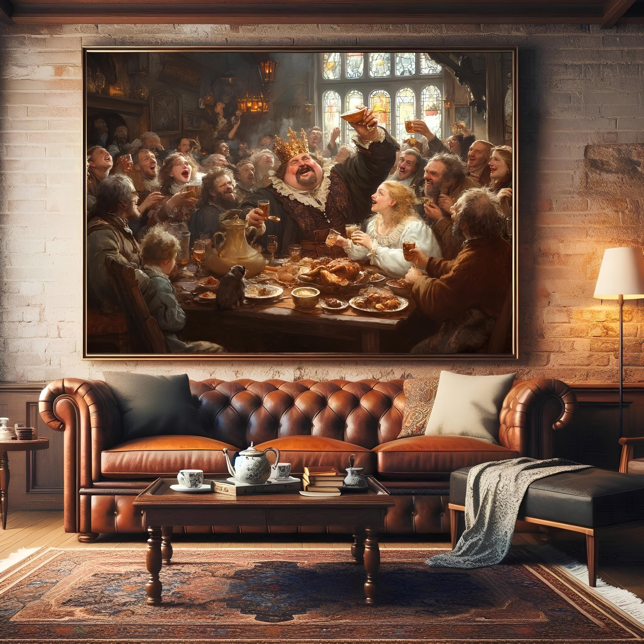 Baroque Style Feast Tavern Painting, Classic Renaissance Artwork ...