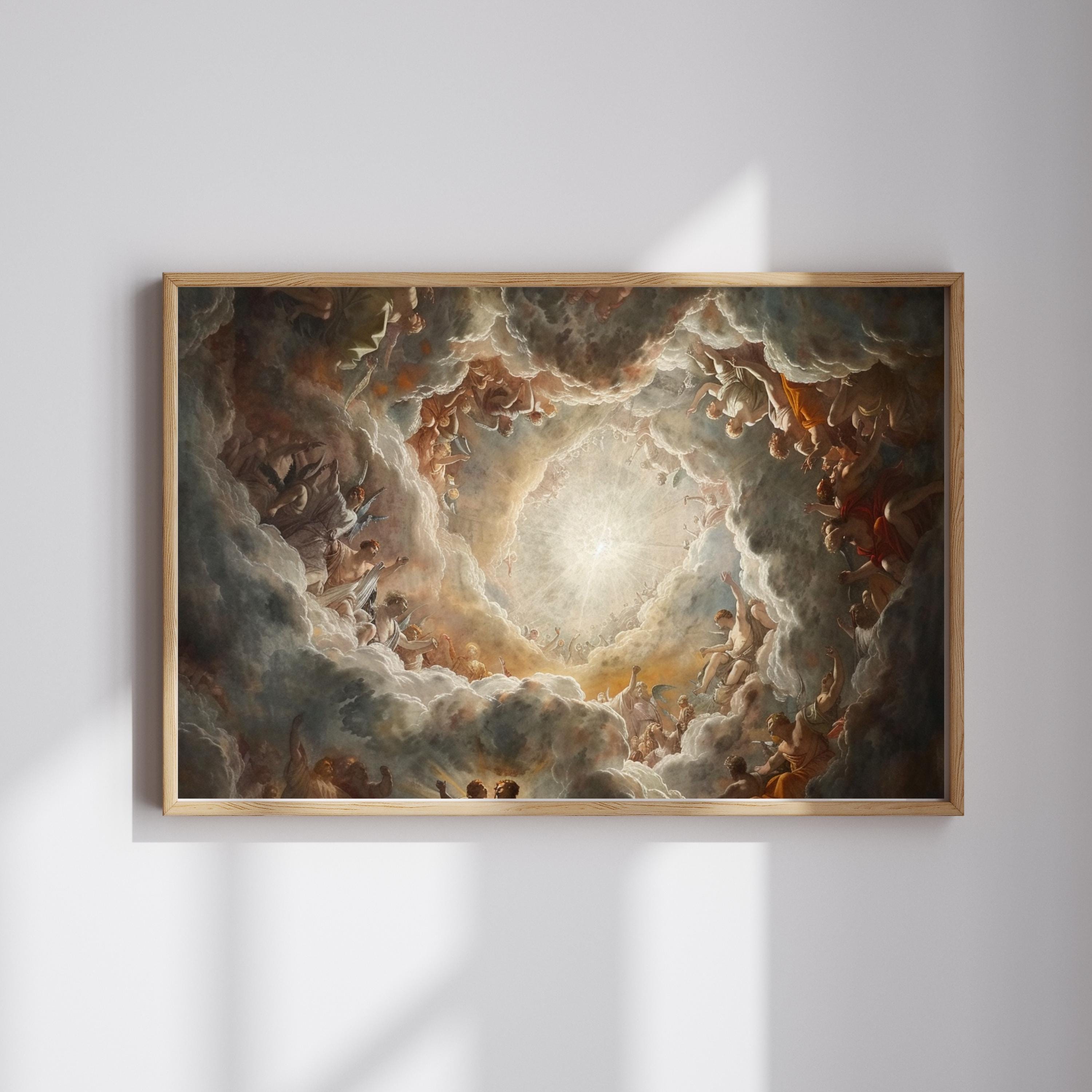 Renaissance Ceiling Fresco Canvas Artwork, Classical Angels, Baroque ...