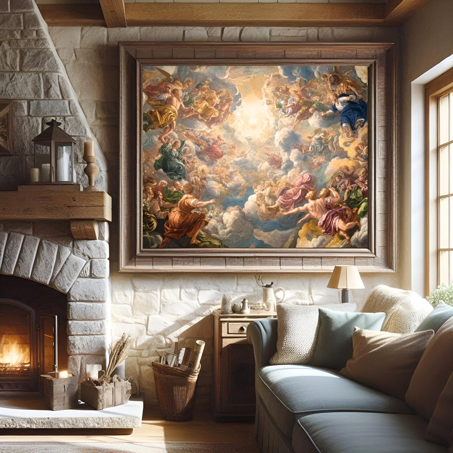 Renaissance Fresco Canvas Wall Art, Classical Michelangelo Inspired ...