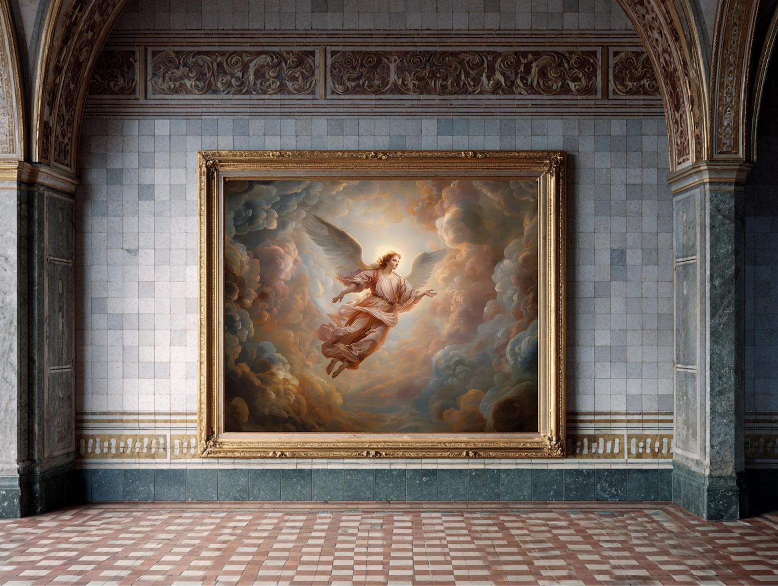 Heavenly Angel Rising Print, Celestial Renaissance Wall Art, Serene ...