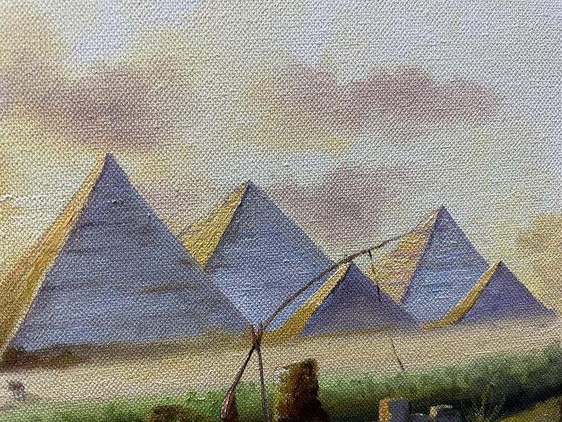 Original Pyramids of Giza Oil Painting on Canvas, Surrealist Ancient ...