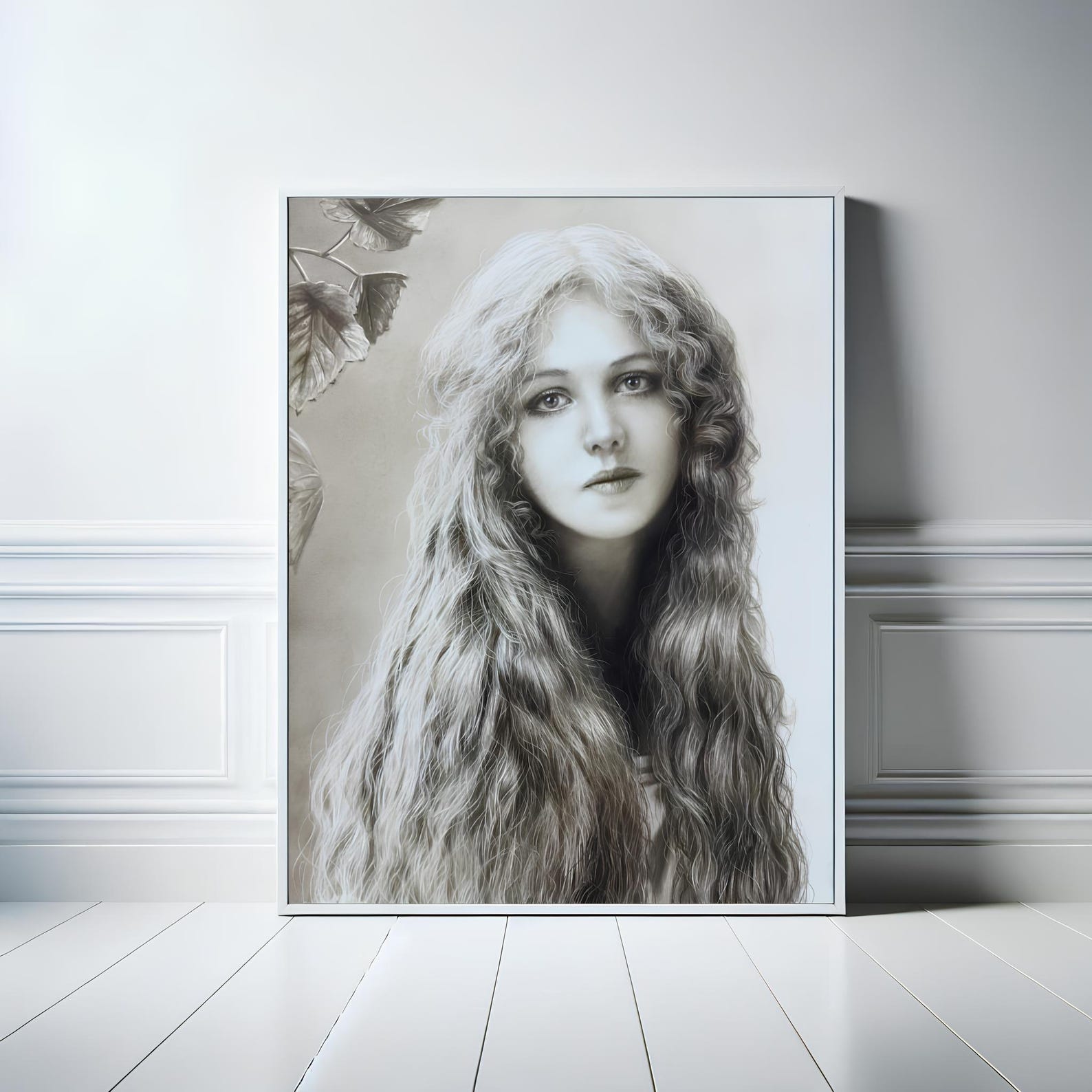 Ione Bright Vintage Portrait Drawing, Old Hollywood Celebrity Portrait ...