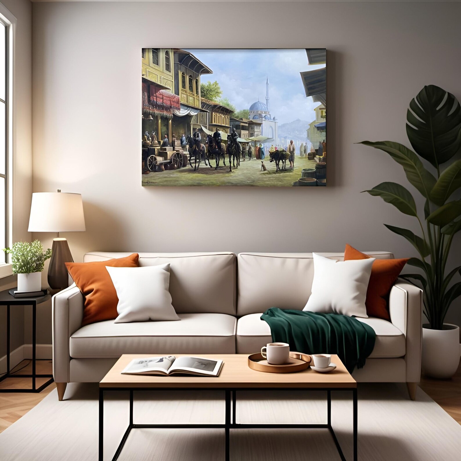 Vintage Ottoman Bazaar Market Painting on Canvas,vibrant Ottoman Era ...