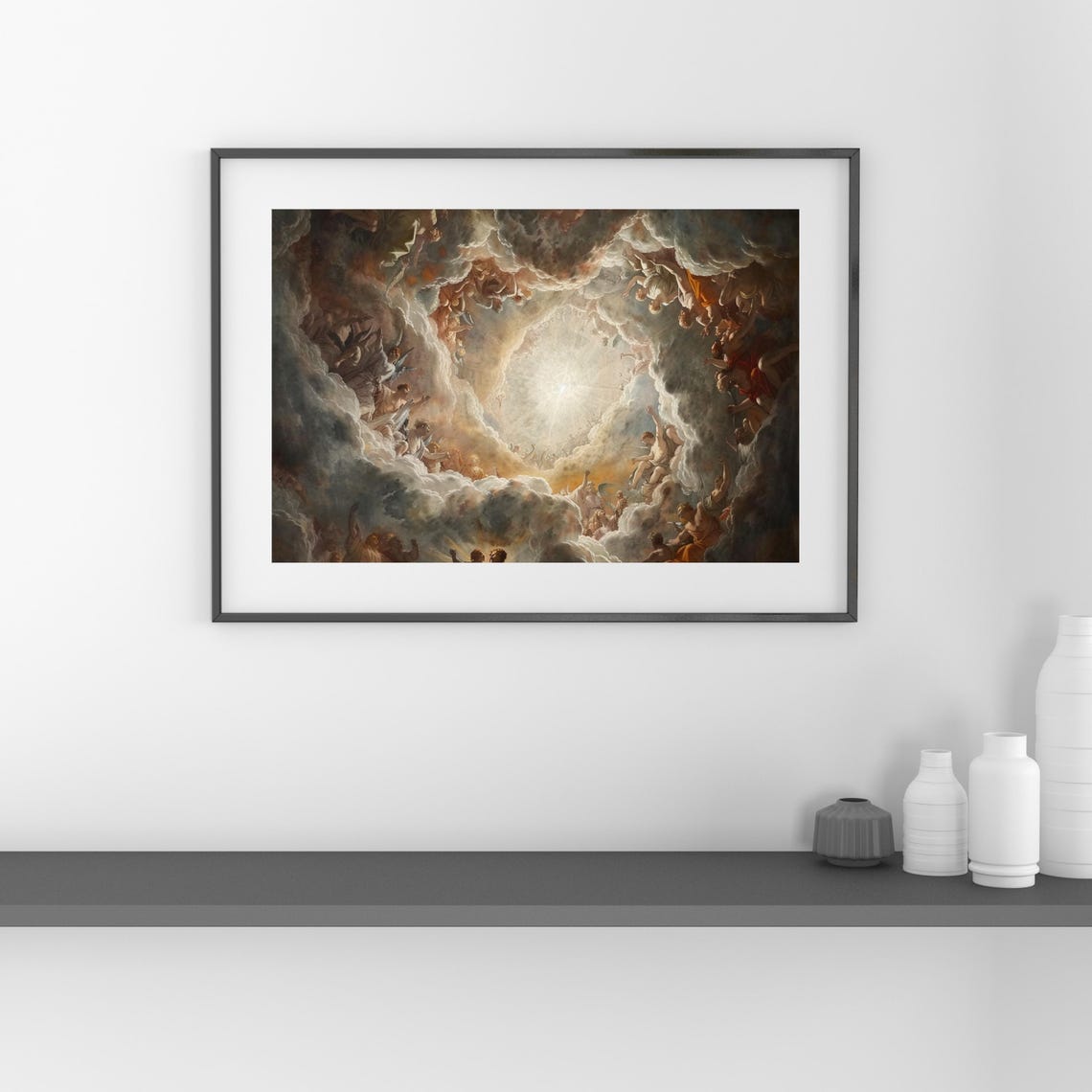 Renaissance Ceiling Fresco Canvas Artwork, Classical Angels, Baroque ...
