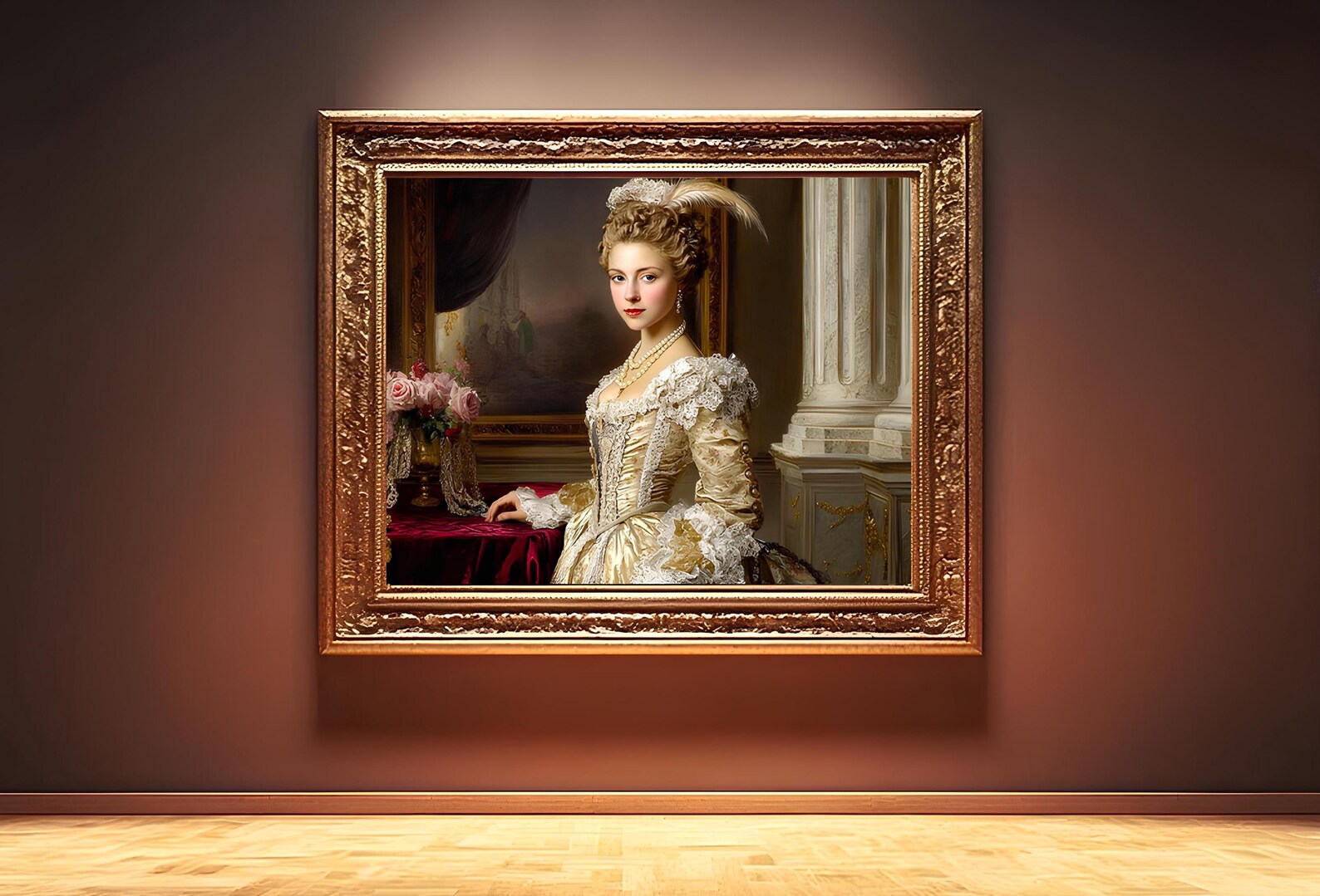 Baroque Royal Lady Portrait, Classic Vintage 18th Century European ...