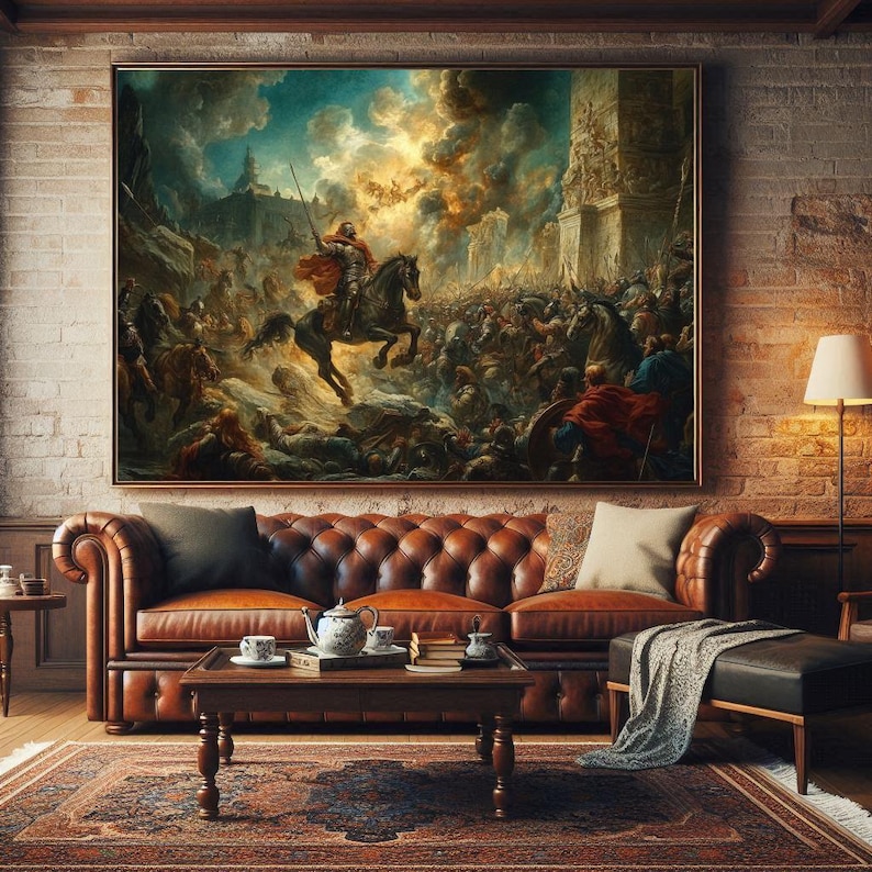 Mythological Battle Scene Canvas Artwork, Mars God of War Painting ...