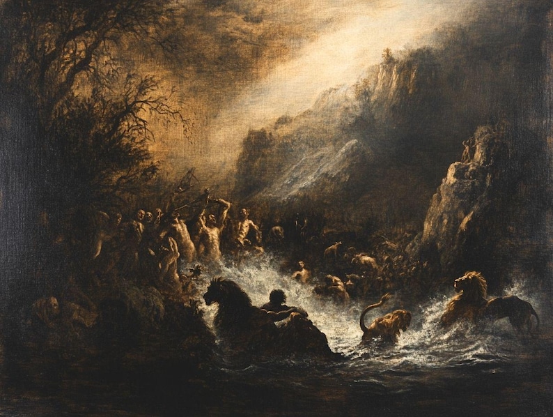 Biblical Great Flood Painting - Dark Romanticism Wall Art, Dramatic ...