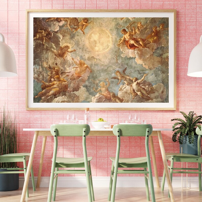 Renaissance Heaven Ascension Canvas Wall Art, Mythological Angels Gods ...