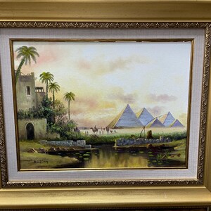 Original Pyramids of Giza Oil Painting on Canvas, Surrealist Ancient ...