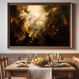 Baroque Style Battle Painting, Dramatic Chiaroscuro Artwork, Heaven and ...