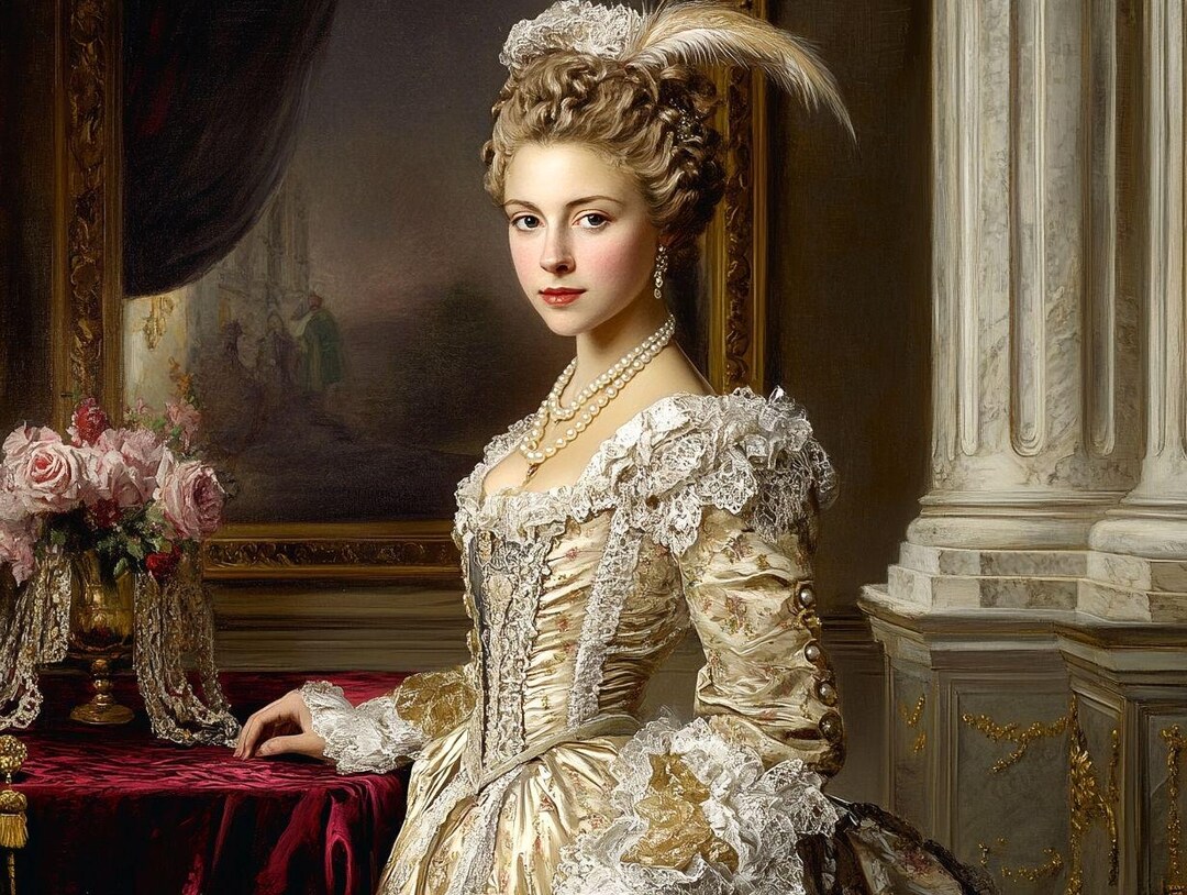 Baroque Royal Lady Portrait, Classic Vintage 18th Century European ...