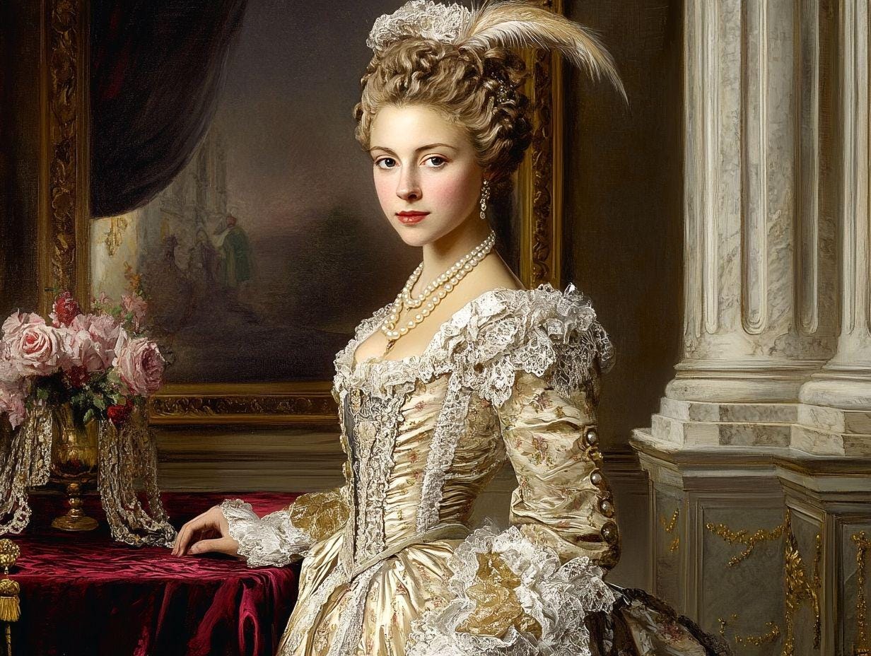 Baroque Royal Lady Portrait, Classic Vintage 18th Century European ...