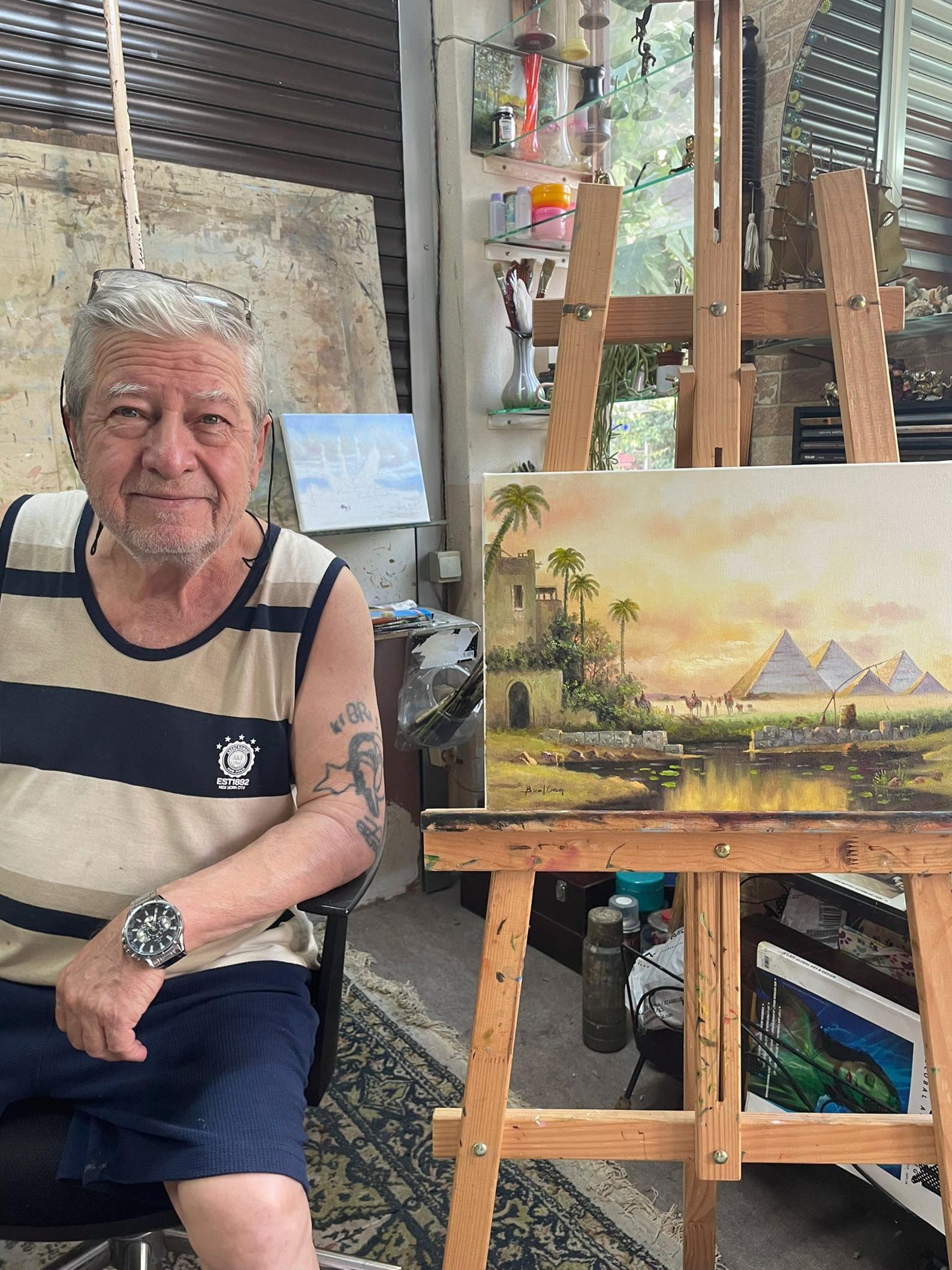 Original Pyramids of Giza Oil Painting on Canvas, Surrealist Ancient ...