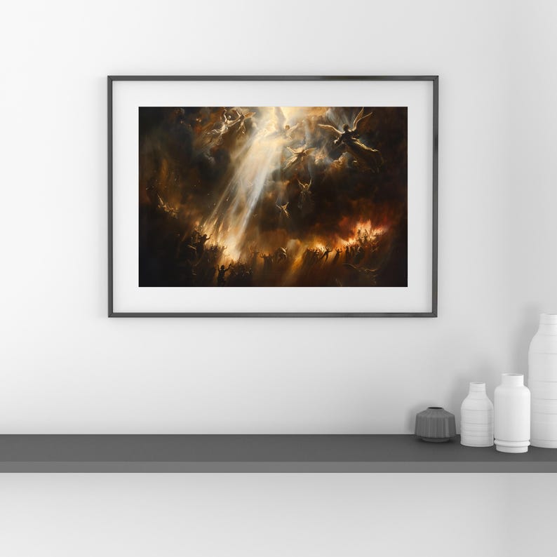 Angels Pulling Souls Into Heaven ,renaissance Style Spiritual Canvas ...