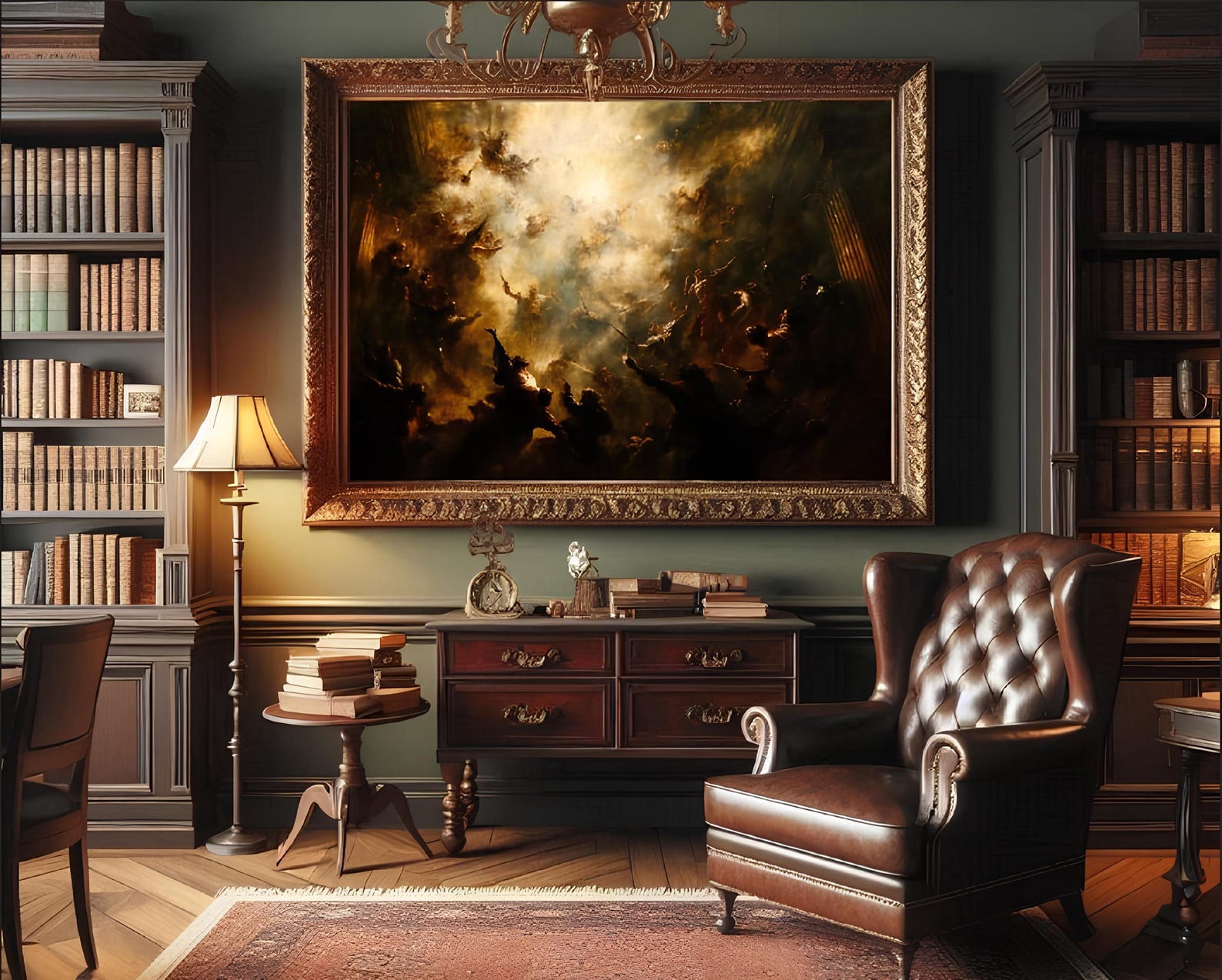 Baroque Style Battle Painting, Dramatic Chiaroscuro Artwork, Heaven and ...