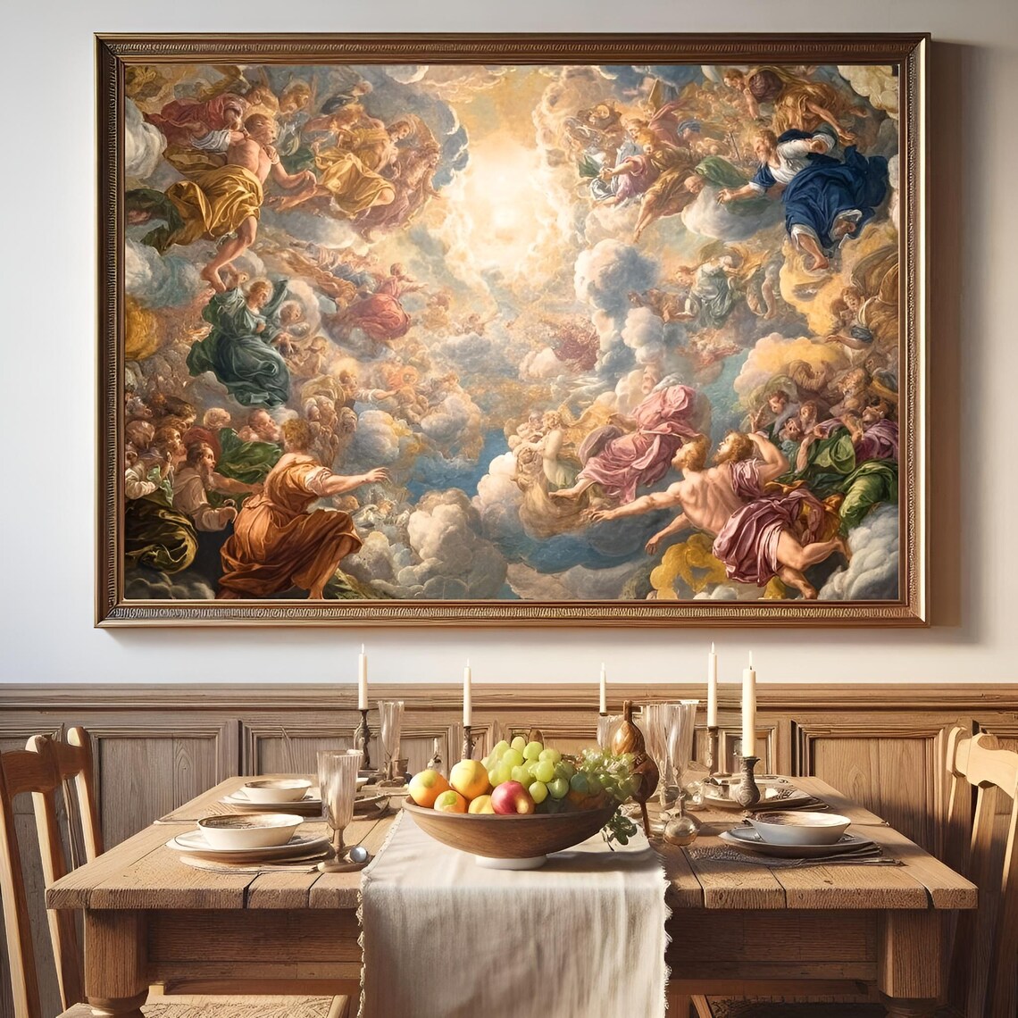 Renaissance Fresco Canvas Wall Art, Classical Michelangelo Inspired ...